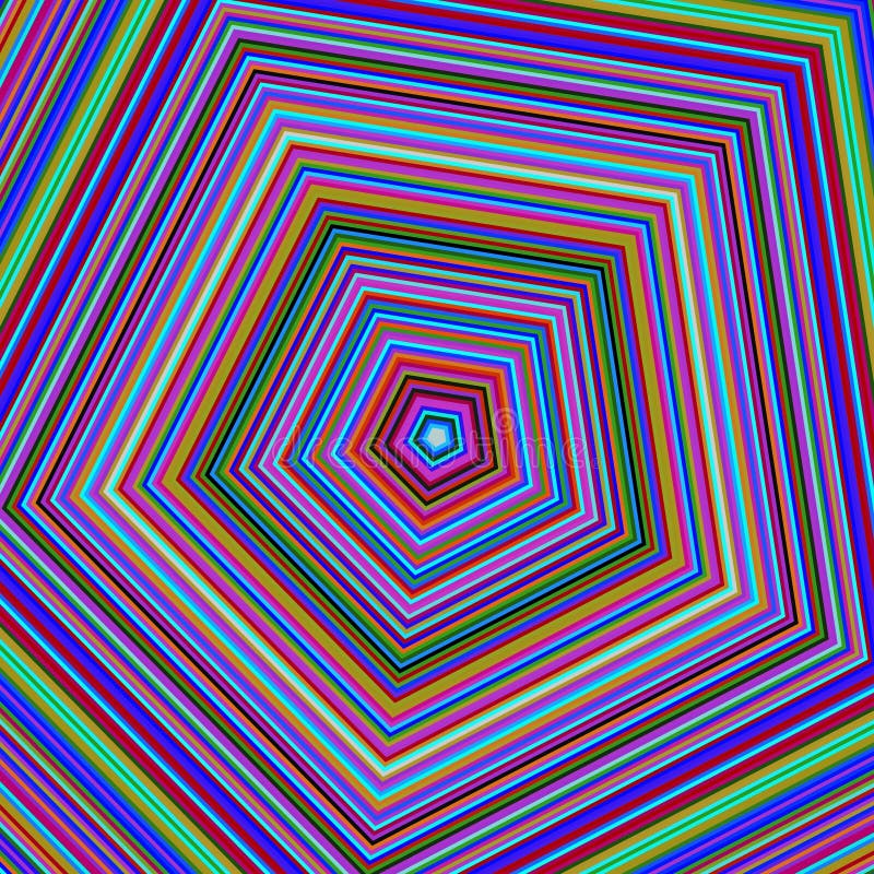 Colorful Pattern of Many Concentric Pentagons with Lines Radiating ...