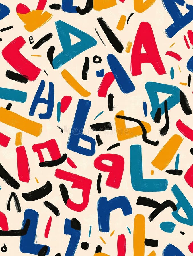 Stylized Playful Alphabet Pattern Filled with Vibrant Colors and ...