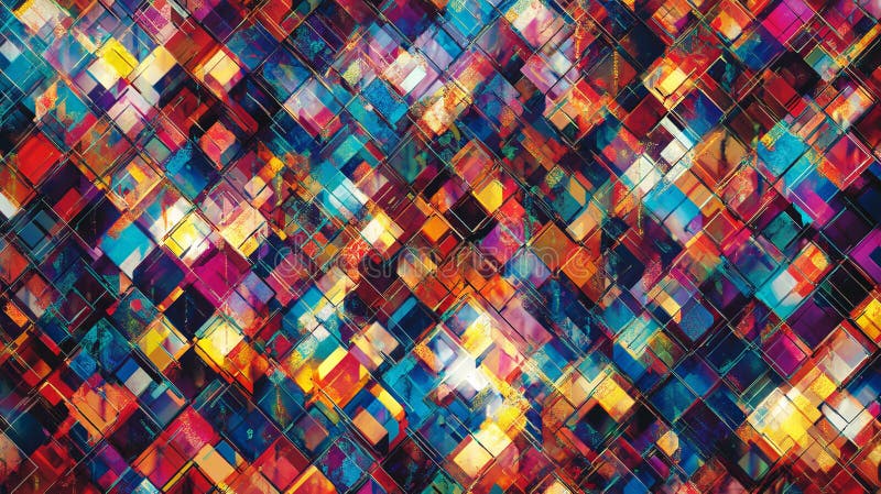A Colorful Pattern of Squares and Rectangles Stock Illustration ...