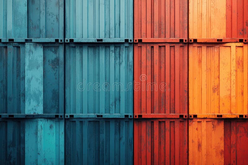 Colorful Pattern of Stacked Blue and Orange Shipping Containers Stock ...