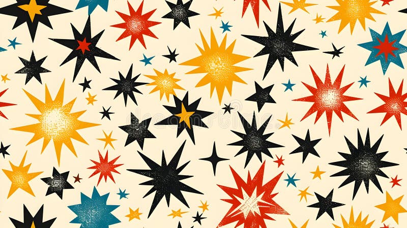 A Colorful Pattern of Stars in Various Shapes and Sizes on a Light ...