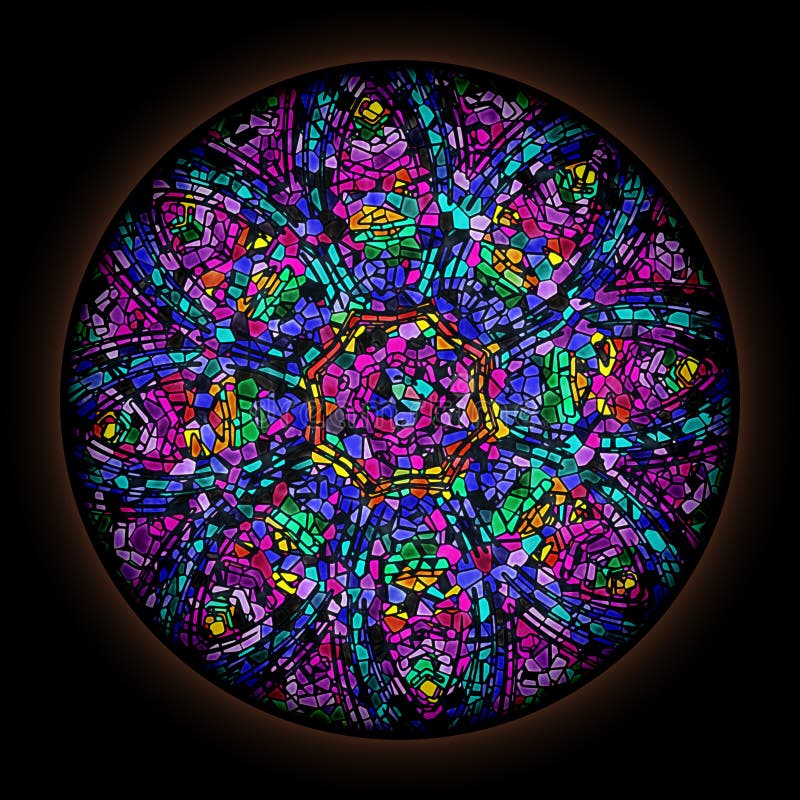 Colorful Pattern in Style of Gothic Stained Glass Window with Round ...