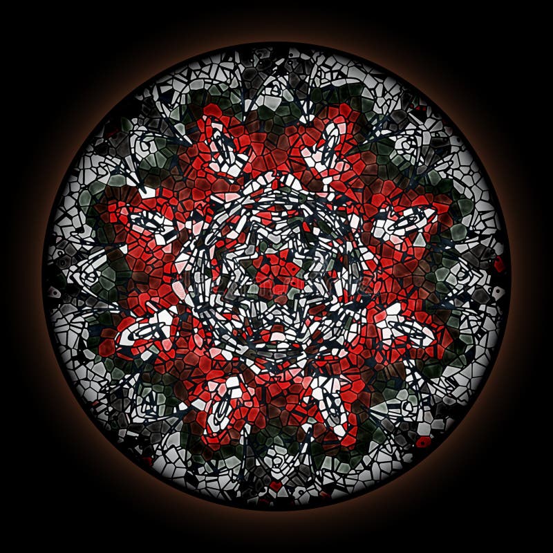 Colorful Pattern in Style of Gothic Stained Glass Window with Round ...