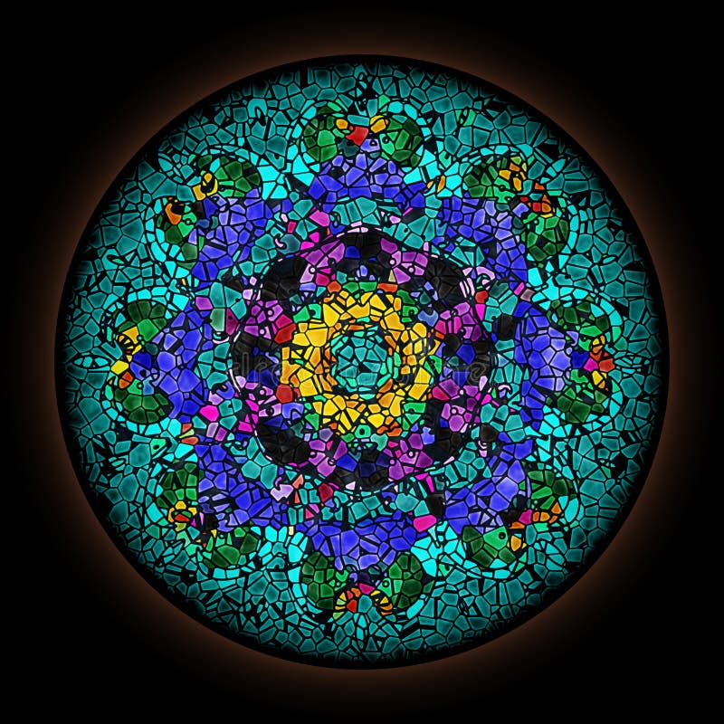 Colorful Pattern in Style of Gothic Stained Glass Window with Round ...