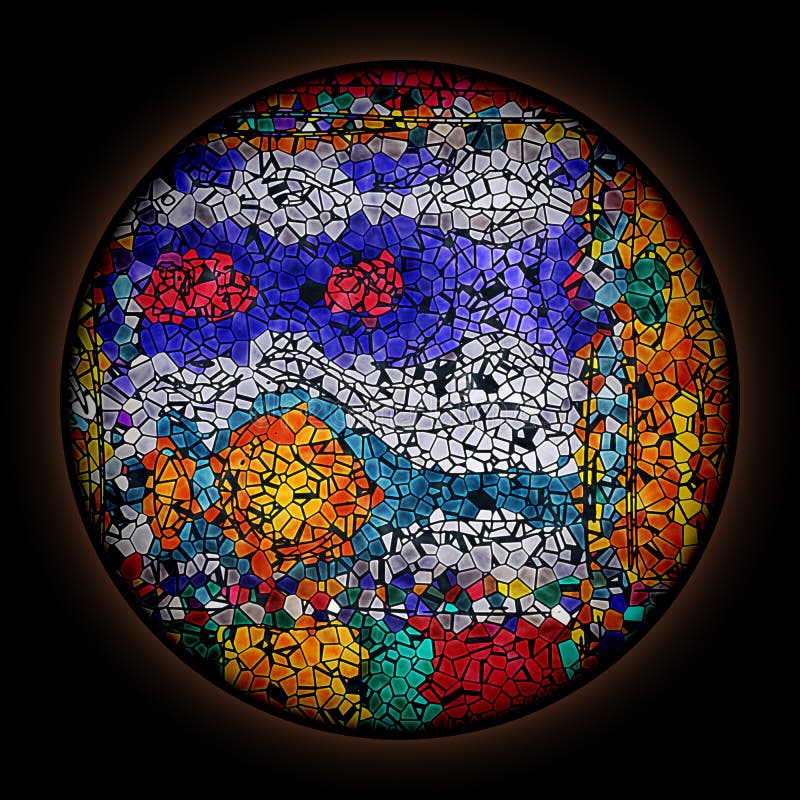 Colorful Pattern in Style of Gothic Stained Glass Window with Round ...
