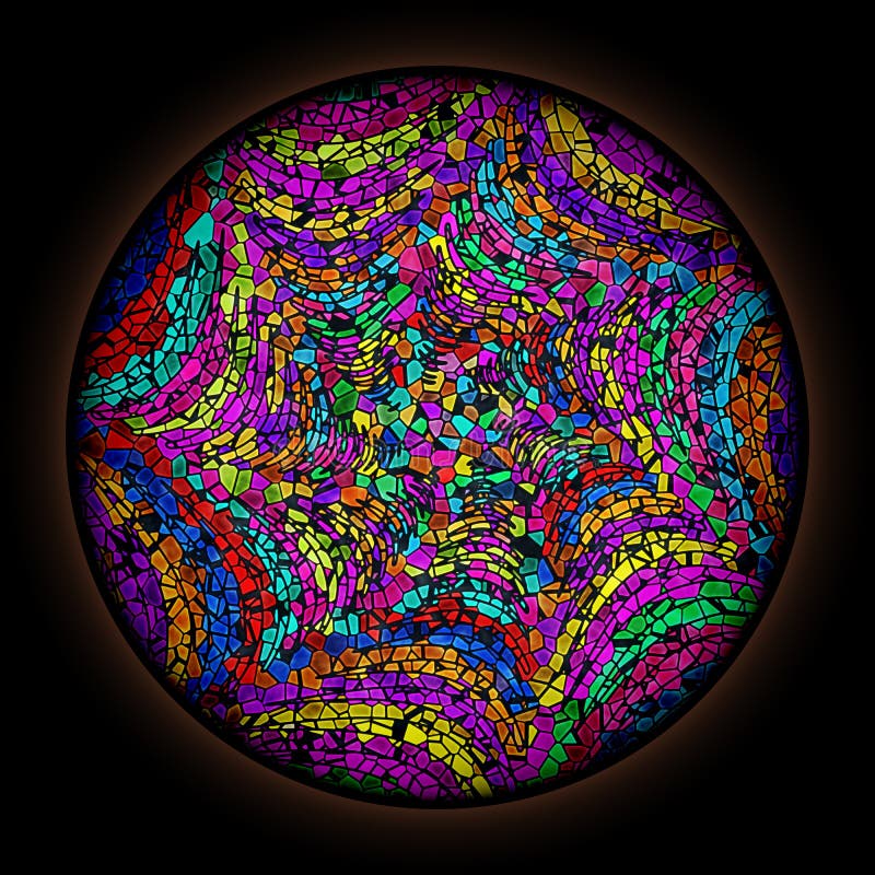 Colorful Pattern in Style of Gothic Stained Glass Window with Round ...