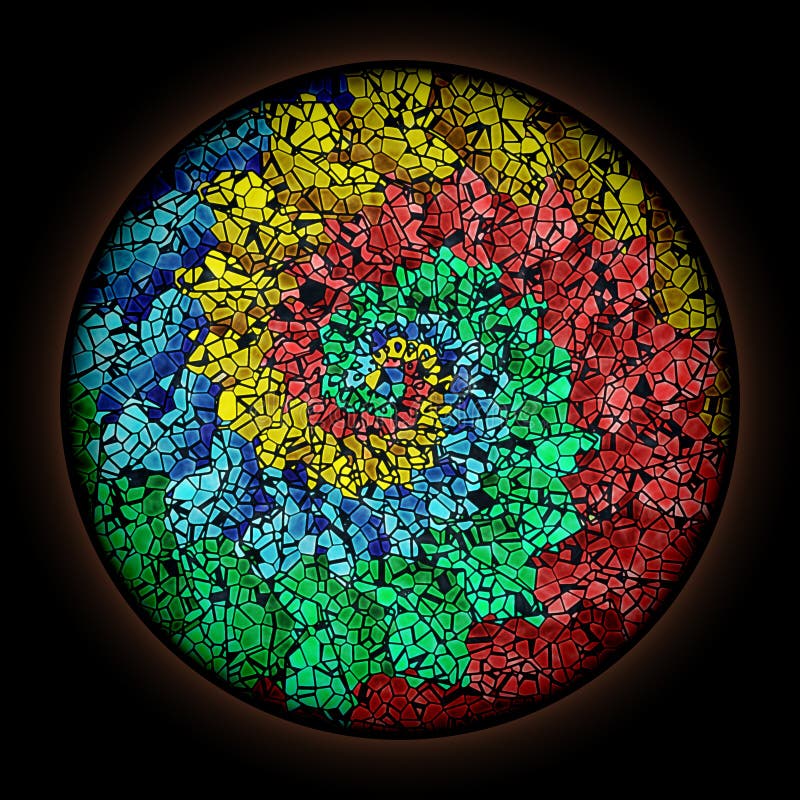 Colorful Pattern in Style of Gothic Stained Glass Window with Round ...