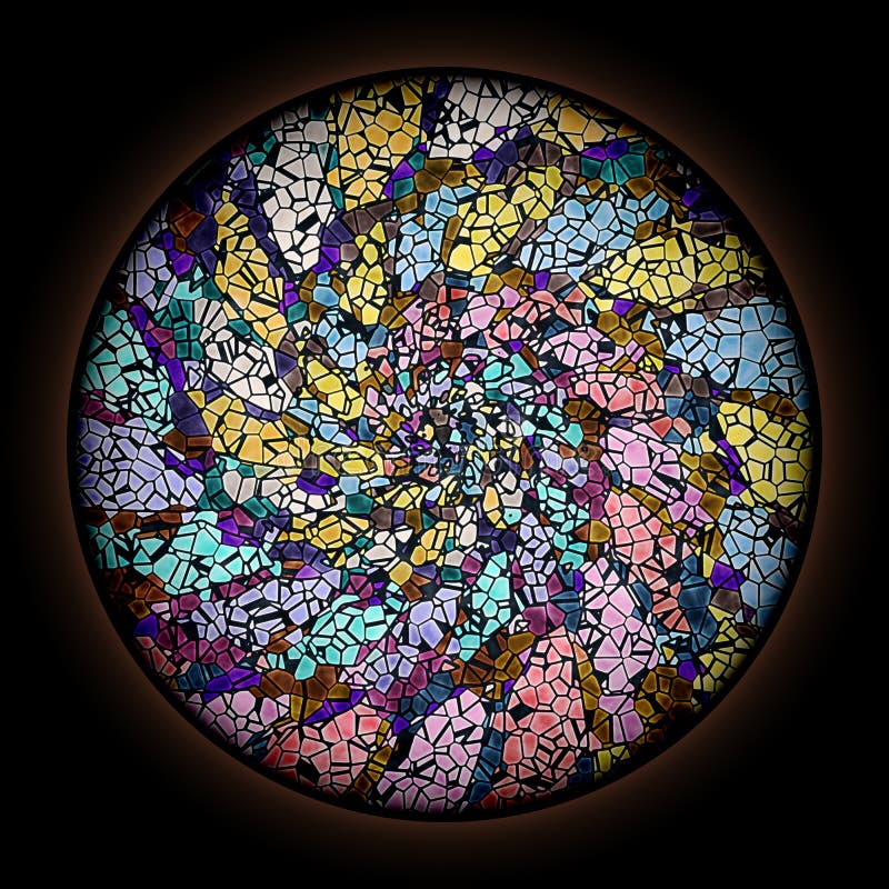 Colorful Pattern in Style of Gothic Stained Glass Window with Round ...