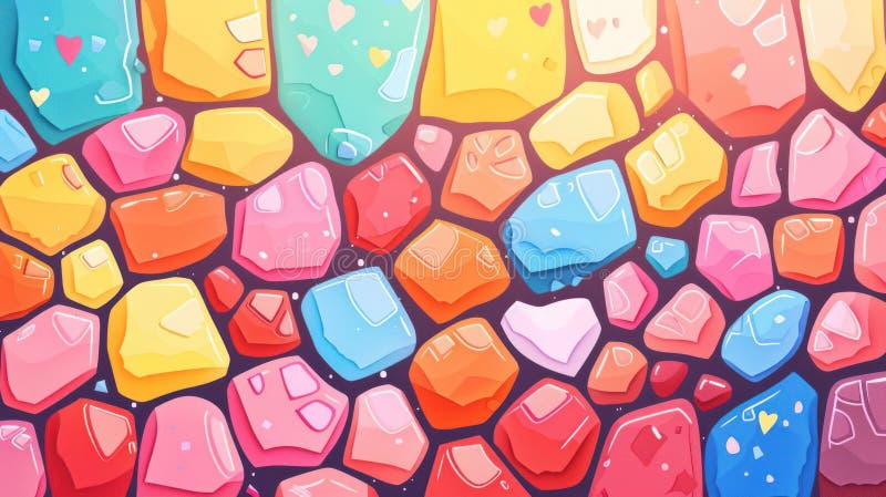 A Colorful Pattern of Stylized Stones in Various Shapes and Shades ...