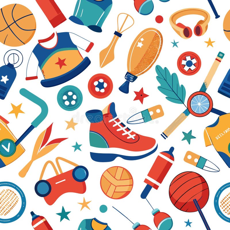 Colorful Pattern of Various Sports and Activity Items Stock Image ...