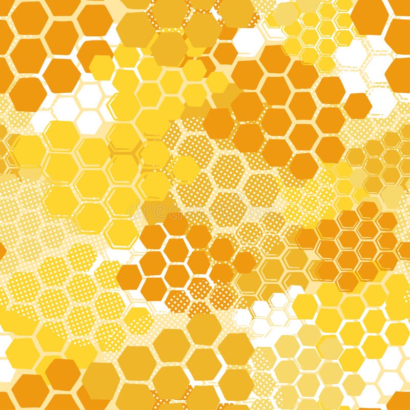 Colorful Pattern Yellow Honeycomb in Trendy Style on White Background ...