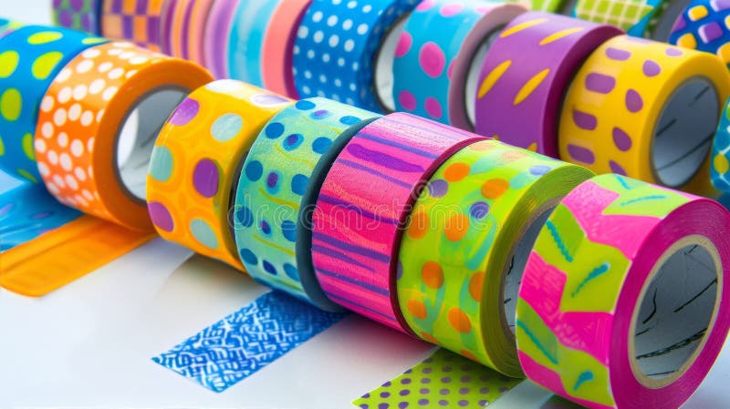 Colorful Patterned Adhesive Tape for School Crafts Stock Illustration ...