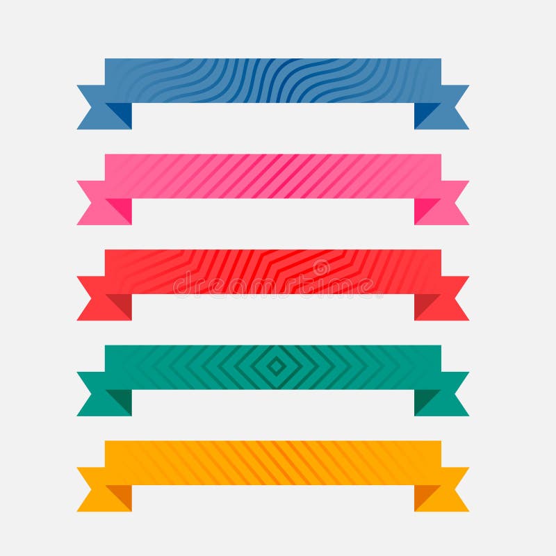 Colorful Patterned Ribbons Set of Five Stock Vector - Illustration of ...