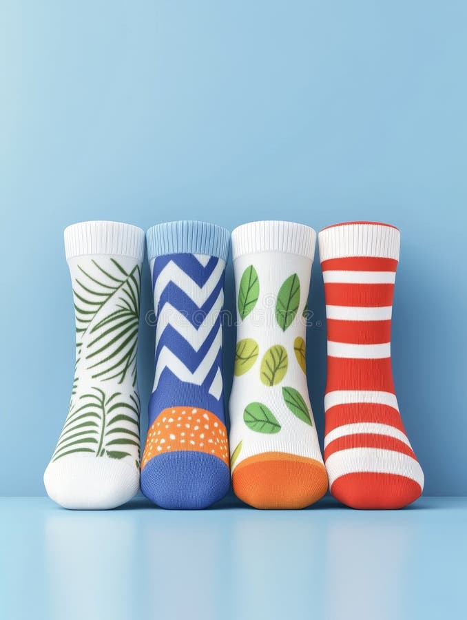 Colorful Patterned Socks Collection Four Pairs of Colorful Socks with ...