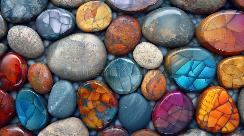 Colorful Patterned Stones Collection Texture Background Image, Ai ...