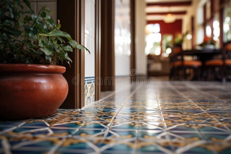 Colorful Patterned Tiles. Tile Work of a Classic Style Home Stock ...