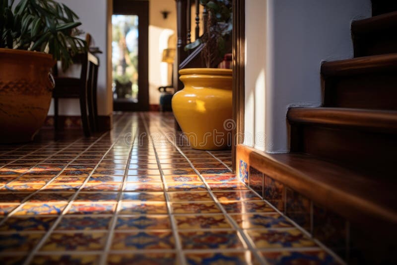 Colorful Patterned Tiles. Tile Work of a Classic Style Home Stock ...