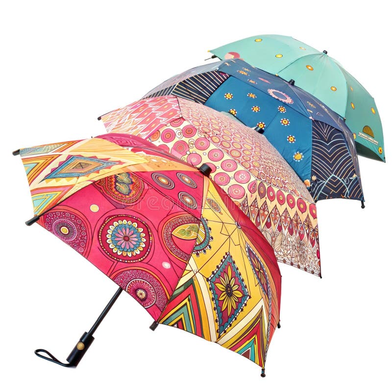 Colorful Patterned Umbrellas Stacked Stock Illustration - Illustration ...
