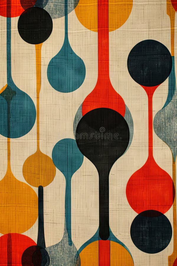 Colorful, Patterned Wallpaper. Design Features Large Circles in Various ...