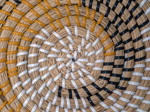 Colorful Patterns in the Circular Texture of a Woven Basket Stock Photo ...