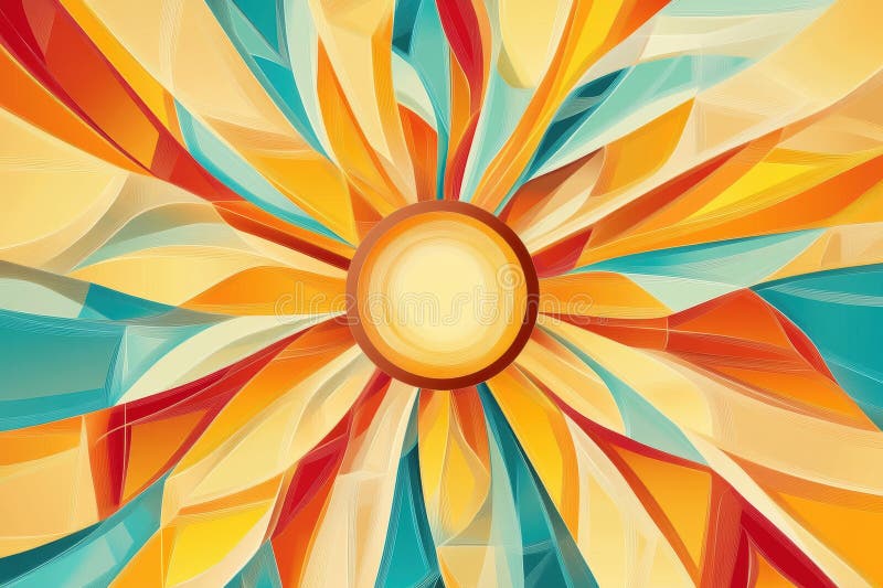 Vibrant Abstract Design Featuring a Radiant Sun at the Center with ...