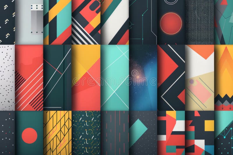 Colorful Patterns and Shapes, Including Triangles and Squares ...