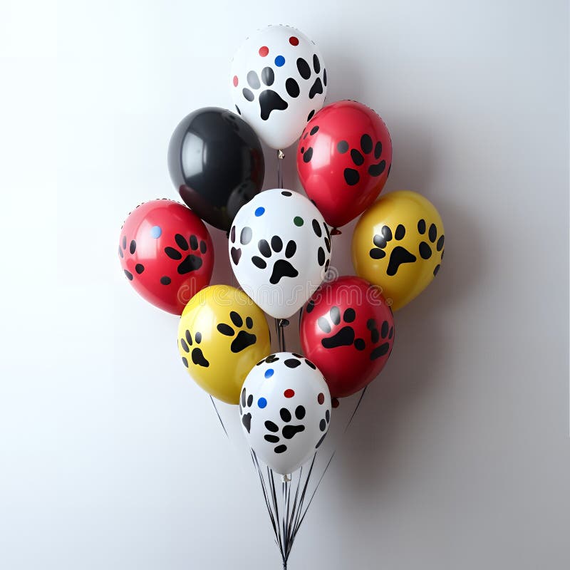 Colorful Paw Print Balloons for a Party Stock Illustration ...