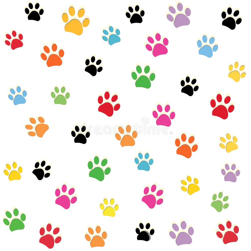 Colorful Paw Prints Pattern Stock Vector - Illustration of icon ...