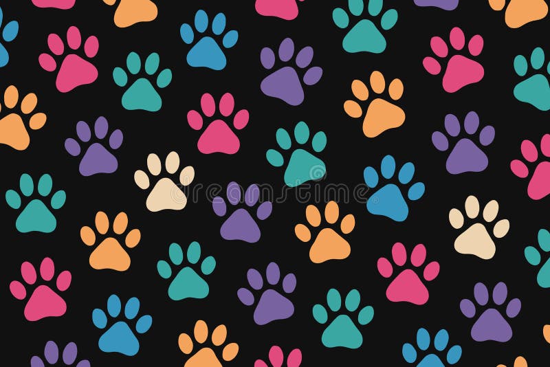 Colorful Paw Prints Seamless Pattern Background Stock Vector ...
