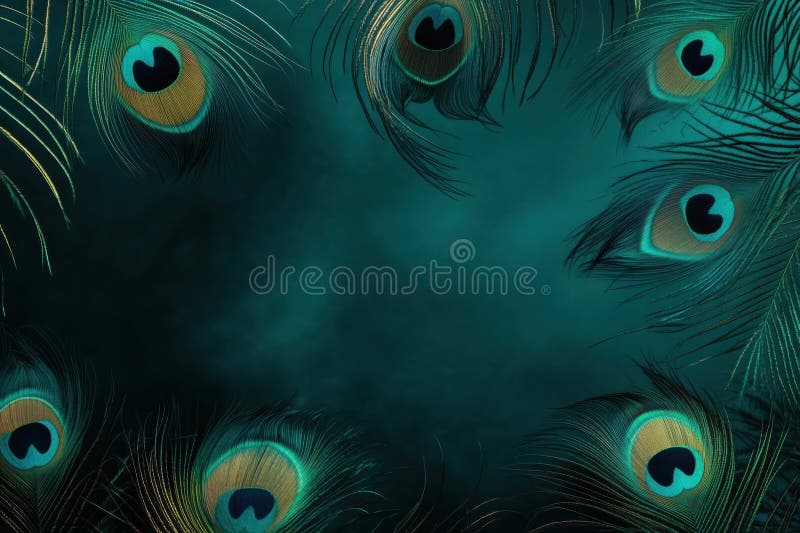 Colorful Peacock Feathers Arranged in a Circular Pattern Create a ...