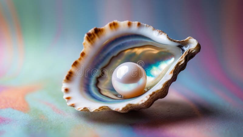 Colorful Pearl in Oyster Shell Wallpaper Background Stock Photo - Image ...