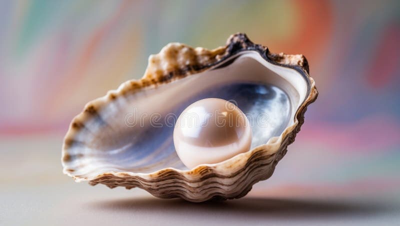 Colorful Pearl in Oyster Shell Wallpaper Background. Stock Photo ...