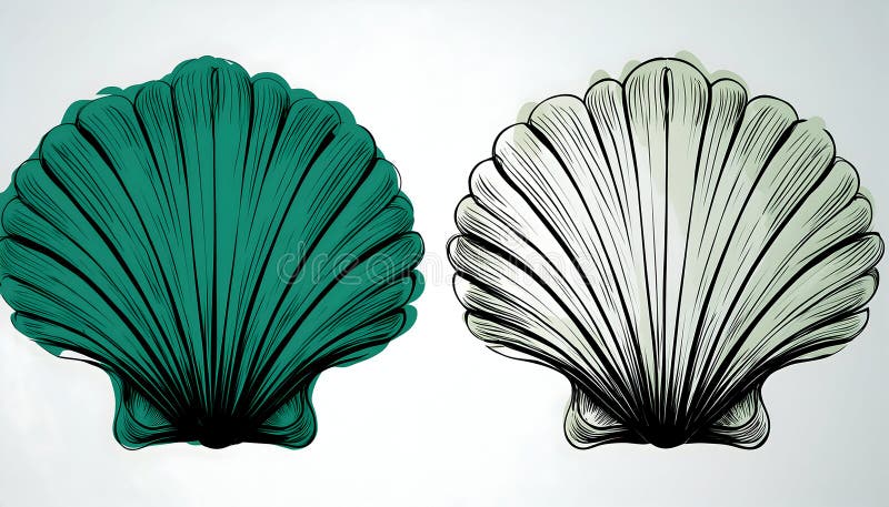 Colorful Pearl Shells with Continuous One Line Style on Digital Art ...