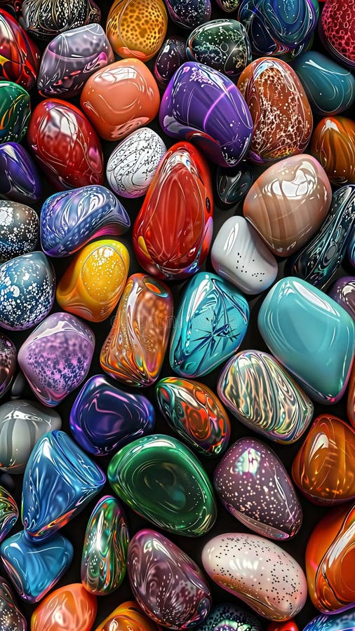 Colorful Pebble Array with Vivid Patterns, Generative Ai Stock ...