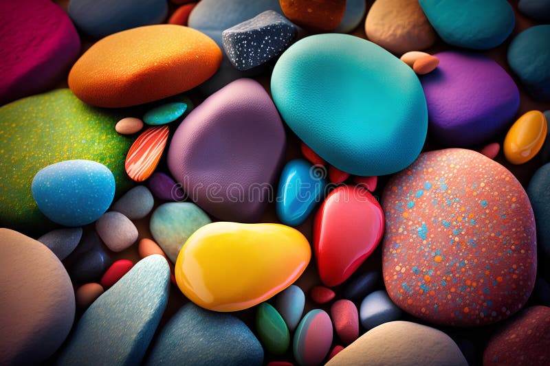 Colorful Pebbles Background. 3d Rendering. Computer Digital Drawing ...