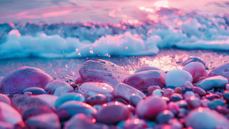 Colorful Pebbles on a Beach at Sunset Stock Image - Image of dusk ...