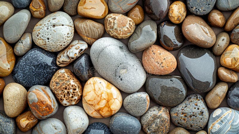 Colorful Pebbles on a Sandy Beach at Low Tide Stock Photo - Image of ...