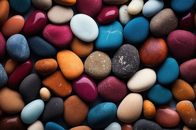 Colorful Pebbles Texture Background, Closeup Multicolored Smooth Stones ...