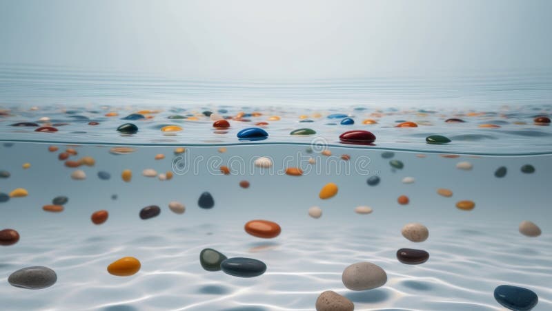 Colorful Pebbles Under Clear Water Surface. Stock Image - Image of ...