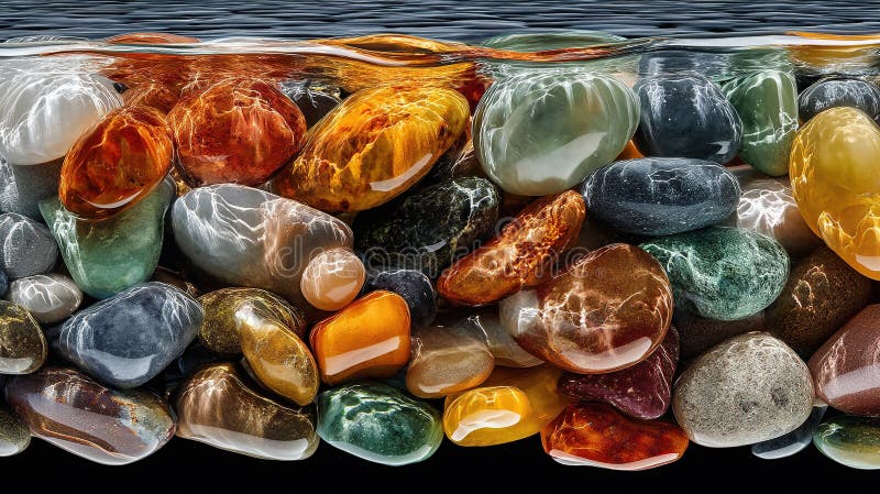 Colorful Pebbles Under the Water Surface. Generative Ai Stock Image ...