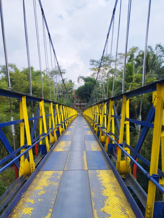 Colorful Pedestrian Bridge Over the River Stock Image - Image of ...