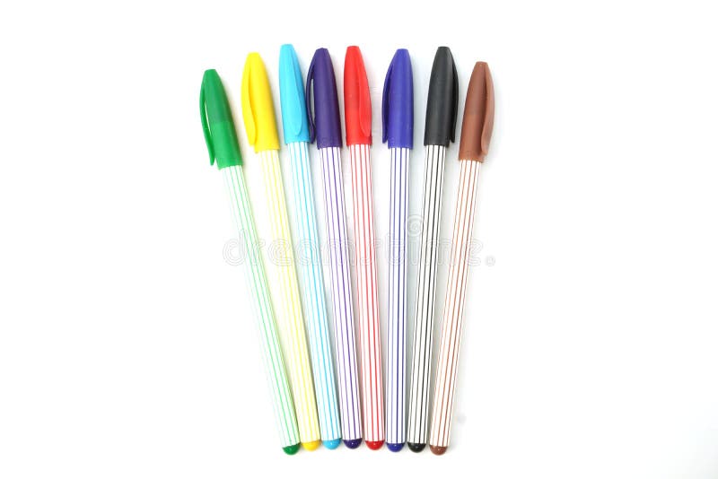 Colorful Pen Isolated on White Background Stock Photo - Image of ...