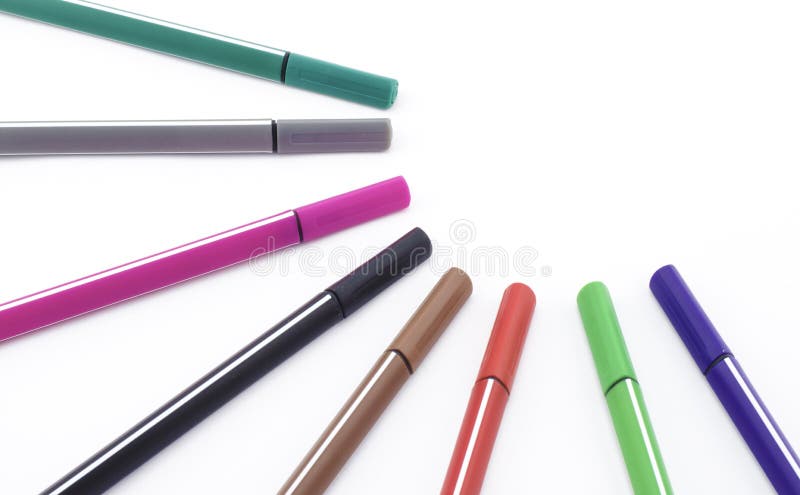 Colorful Pen Isolated on White Stock Image - Image of white, bright ...