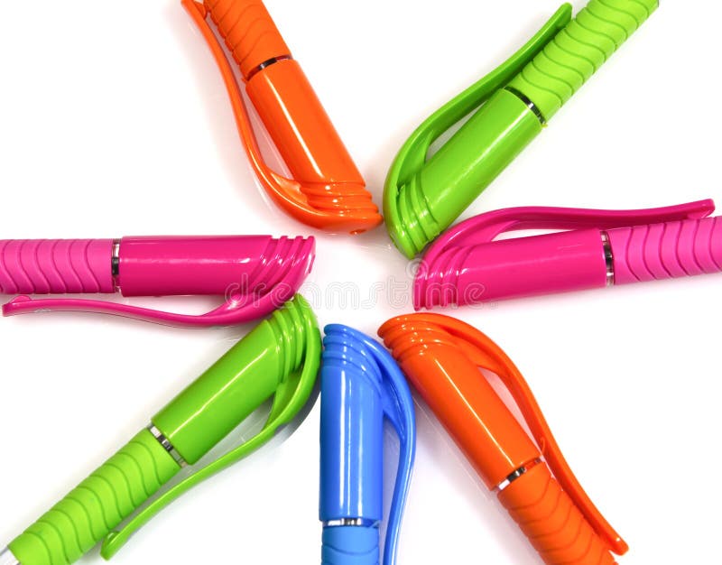 Colorful Pen on White Background. Stock Image - Image of magic ...