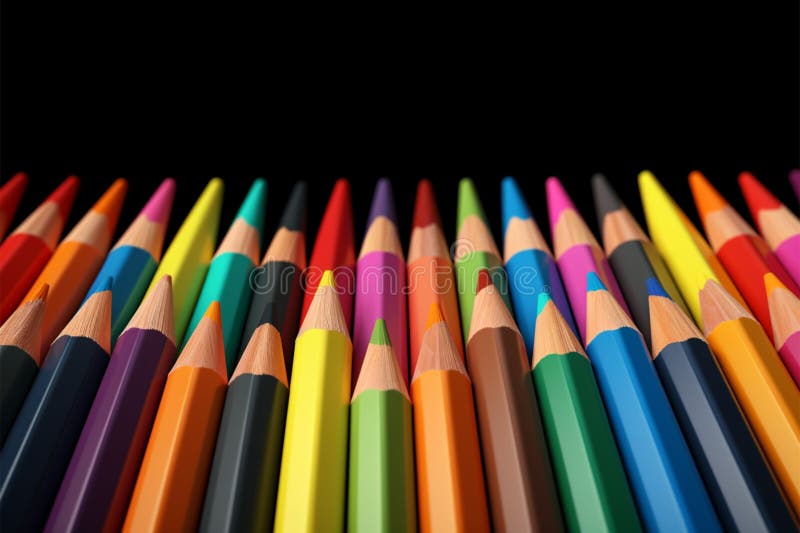 Colorful Pencil Arrangement, Academic Vector Backdrop in Vivid Spectrum ...