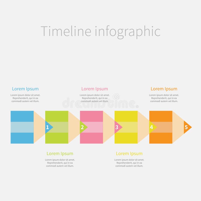 Colorful Pencil Arrow Line Five Step Timeline Infographic and Text ...
