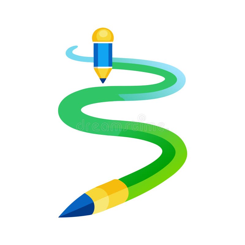 Colorful Pencil Drawing Curve: Creative Path, Design Tool, Imagination ...