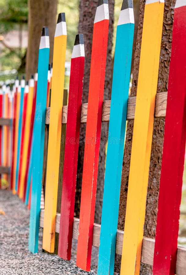 Pencil fence stock image. Image of plants, yellow, pencil - 13755339