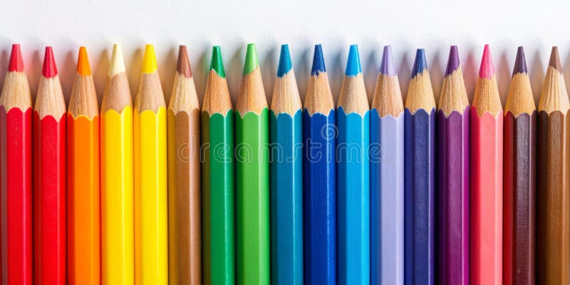 Colorful Pencil Spectrum a Row of Sharpened Crayons in a Rainbow ...