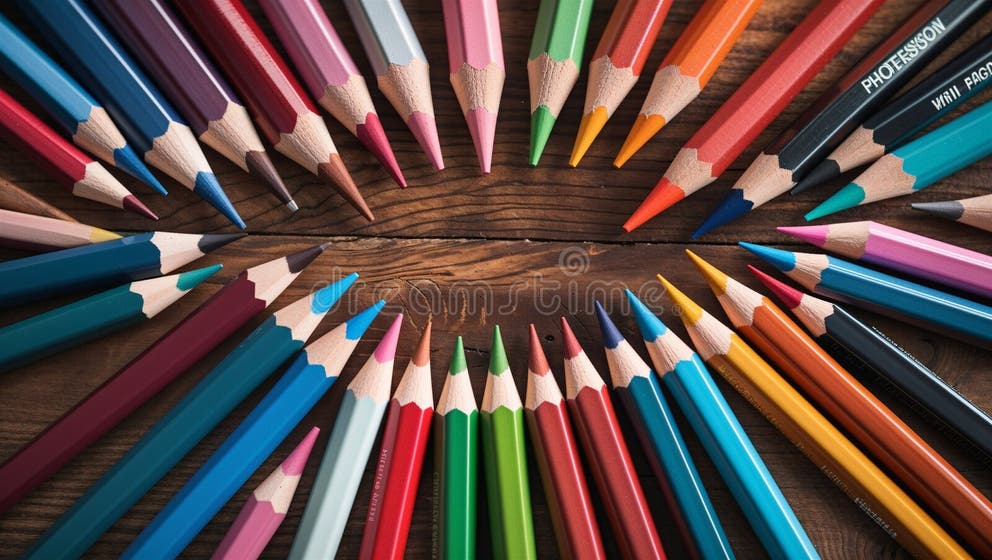 Photorealistic Image of a Colored Pencils on a Glossy White Tabletop ...